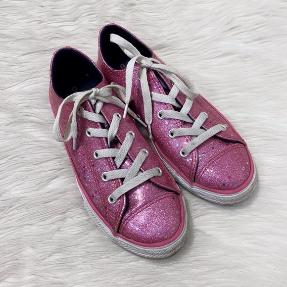 Converse | Shoes | Converse Girls Pink Glitter Stars Moons Low Top ...